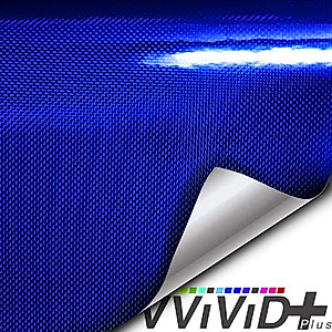 VViViD+ Holographic Chrome Weave Carbon High-Gloss Vinyl Car Wrap (1ft x 5ft, Blue)