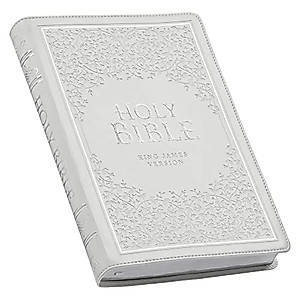KJV Holy Bible, Thinline Large Print Faux Leather Red Letter Edition Thumb Index & Ribbon Marker, King James Version, White