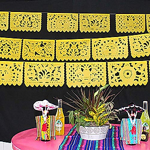 Yellow Party Decorations Papel picado Banners for Fiestas, Weddings, Birthdays, Bridal Showers and Baby Showers, Made from Tissue Paper WS65