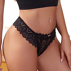 MASKE Remote Control Panties for Women Pleasure Panties for Women Lace Panty with Cross Front Detail Crochet Lace Lace Up