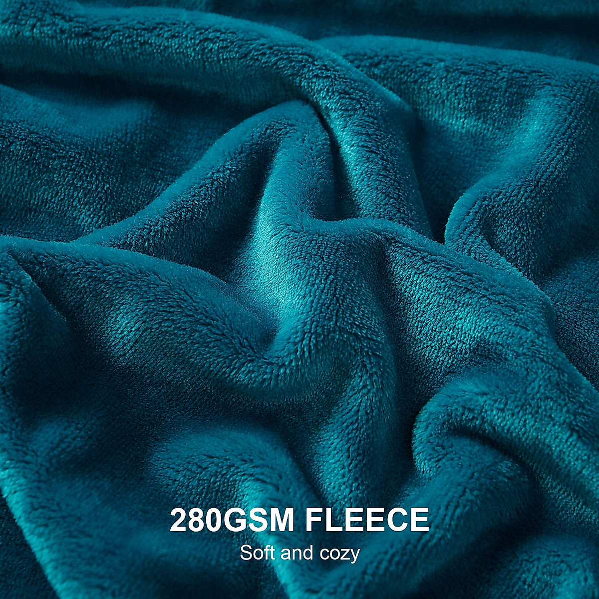Hansleep Fleece King Size Blanket for Bed Teal, Super Soft Flannel Fuzzy King Size Blanket, Plush Cozy Blanket for All Seasons, Teal, King 90x108 Inches