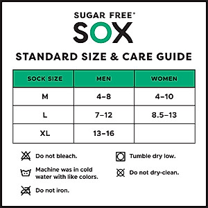 Sugar Free Sox Easy Fit Mens Big and Tall Cushioned Athletic Compression Socks Easy On/Off 1 Pair (13-16, Black)