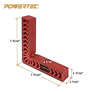 POWERTEC 71628 90 Degree Positioning Squares, Woodworking Tools for Right Angle Corner Clamps, Carperter Tools for Cabinets, Picture Frames and Boxes, 8" Set of 4