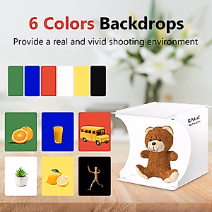Qulable Photo Studio Box, Mini Photo Shooting Tent Kit, Foldable Photography Lighting Softbox with 6 Colors Photography Backdrops for Advertising Photography Lighting Tool (20 cm Light Box)
