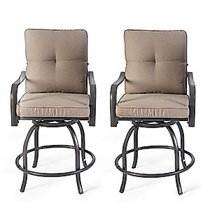 Kozyard Isabella High Swivel Bar Stools/Chair Set for Home Patio, Back Yard, Cafes, Bistro, Restaurants and Chic Bars (Beige)