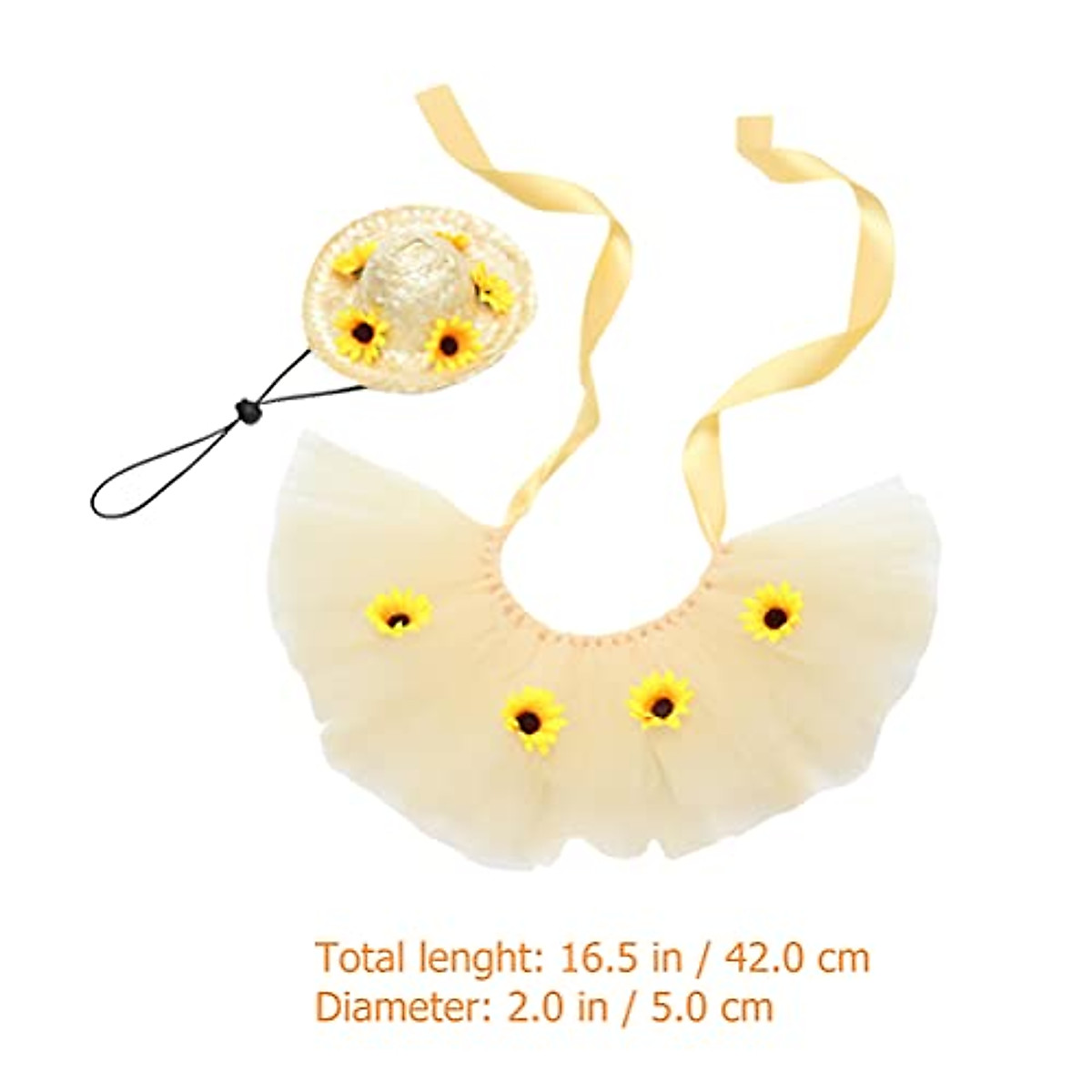 LUOZZY Pet Costume Straw Hat Sunflower Skirt Set for Dogs Halloween Hawaii Luau Party Supplies Cat Dress up Costume Accessories - Yellow
