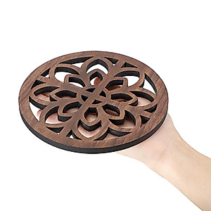 Sumnacon 2 Pcs 6 Inch Wooden Kitchen Trivets - Rustic Round Heat Resistant Mat Pads for Hot Dish Pot Pan Teapot, Decorative Hardwood Hot Dish Pot Plate Holders for Kitchen Dining Countertop Table