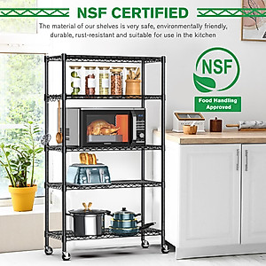 CHANGSHENG 5-Tier Black Wire Shelves, 1750LBS Heavy Duty Shelving Units and Storage for Kitchen, Pantry, Balcony, Large Storage Capacity Metal Stand 36" D x 18" W x 71" H