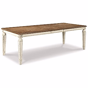 Signature Design by Ashley Realyn French Country Dining Extension Table, Seats up to 8, Chipped White