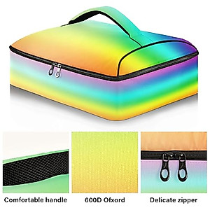 Kcldeci Insulated Thermal Food Carrier Insulated Casserole Carrier for Hot or Cold Food,Rainbow Blurry Insulated Tote Bag for Potluck Cookouts Parties Picnic,Lasagna Lugger