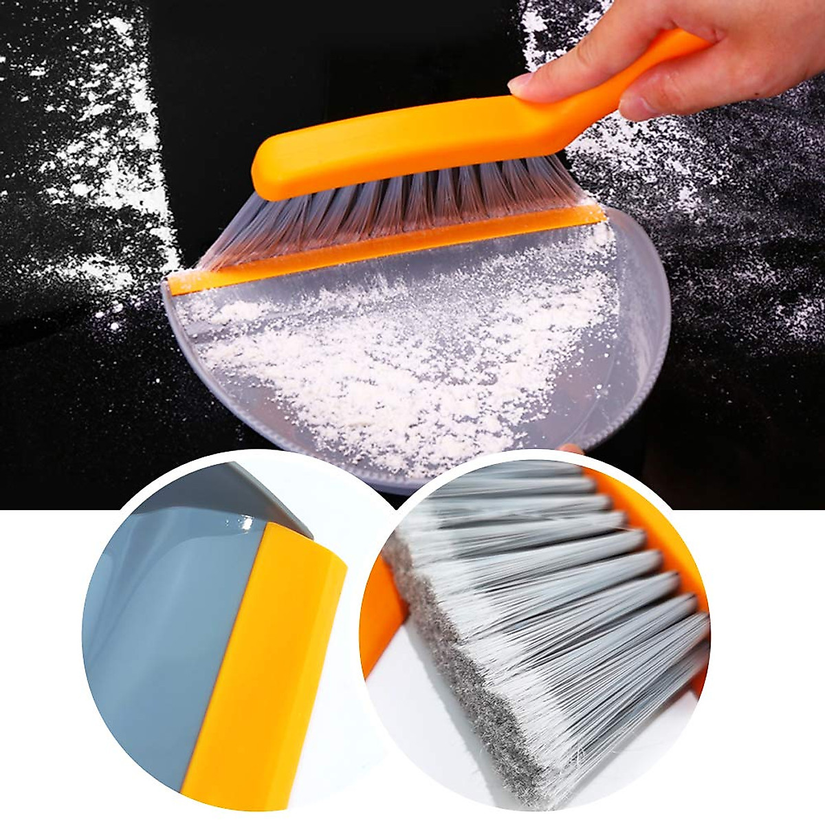 Dustpan and Soft Brush Set Desktop Mini Broom Brush Cleaning Small Dustpan Light Partial Cleaning Special widely Used in Bathroom,Kitchen,Home, Lobby, Table Desktop