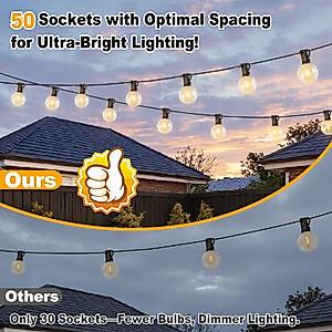 100ft 2-Pack Outdoor G40 LED Globe String Lights Dimmable Waterproof Shatterproof Light Strings with 52 Bulbs Connectable Commercial Hanging Lights for Christmas Patio House Backyard Balcony Party
