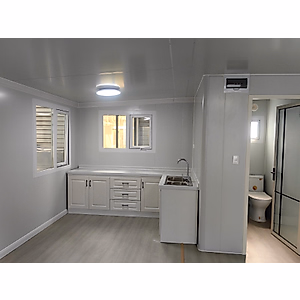 Large Portable House With Windows and Doors, L19ft x W20ft Prefabricated Home With Steel Frame: 2 Bedrooms, 1 Kitchen With Cabinets and Wash Basin, 1 Fully Equipped Washroom, Living Room, Unfurnished.