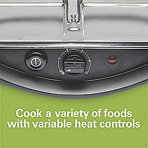 Hamilton Beach Electric Indoor Raclette Table Grill, 200 sq. in. Nonstick Griddle Serves up to 8 People for Parties and Family Fun, Includes 8 Warming Trays, Black (31612-MX)