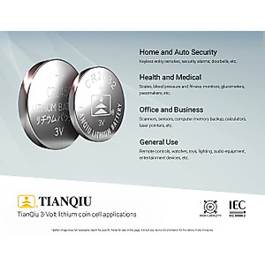 TIANQIU 2032 Battery (CR2032/ DL2032/ E-CR2032/ SB-T51/ LF1/ 2V) Lithium 3v (1 Pack of 5)