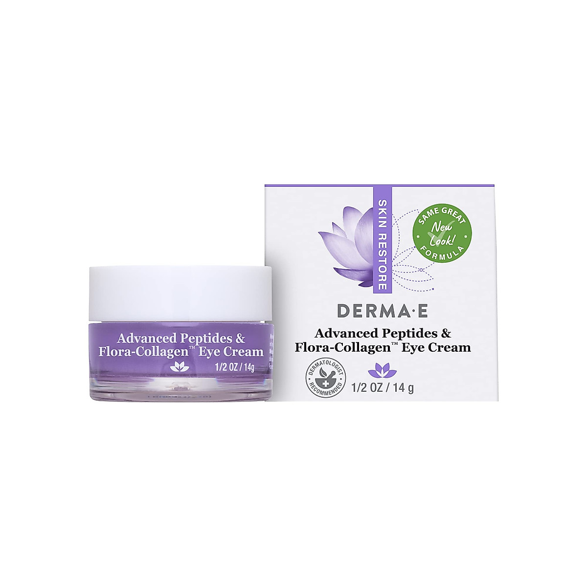 Derma E Advanced Peptides and Vegan Flora-Collagen Eye Cream – Double Action Collagen Eye Cream with Peptide Complex – Firming & Hydrating Under Eye Treatment – All Natural Moisturizer Cream, 0.5oz