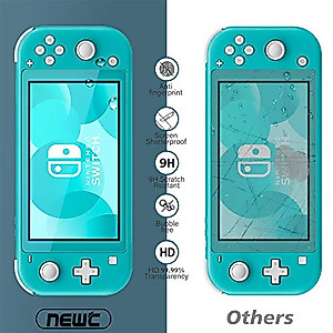 NEW'C Pack of 3, Glass Screen Protector for Nintendo Switch Lite, Tempered Glass Anti-Scratch, Anti-Fingerprints, Bubble-Free, 9H Hardness, 0.33mm Ultra Transparent, Ultra Resistant