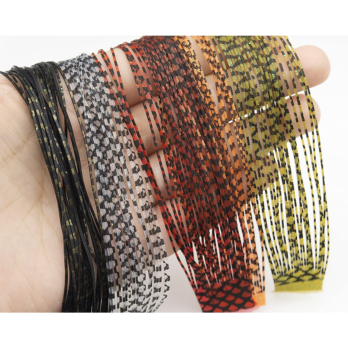 10 Colors 20 pcs Fishing Jig Lures Rubber Skirt Tab Multicolor Silicone Skirts Whole Sheet DIY Spinner Bait Squid Rubber Thread Lures Regular Skirt Collars Included Fly Tying Material Stripe Spots