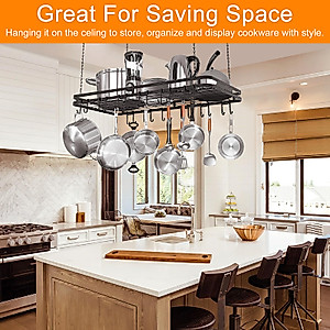 Amtiw 30 Inches Ceiling Pot Rack and Pan Rack for Ceiling with 12 Hooks, Storage Rack Multi-Purpose Organizer for Kitchen Organization, Home, Restaurant, Kitchen Cookware