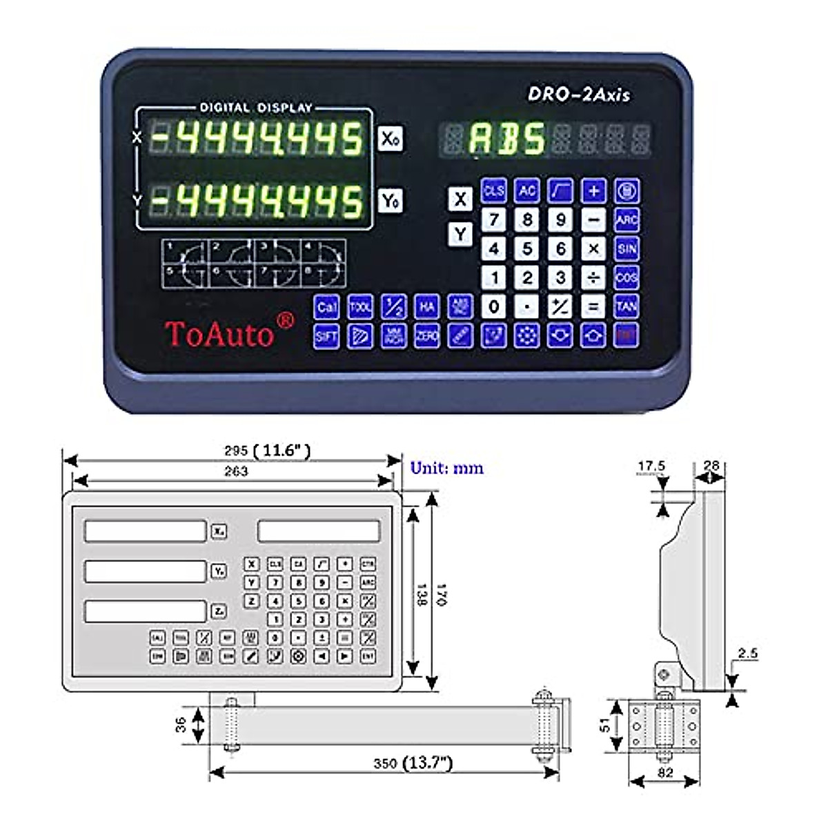 2 Axis Digital Readout 16" 20" DRO Display with 5µm Precision Linear Scale 400mm+500mm for Milling Lathe Drill EDM Machine,DHL Ship, 4-7 Business Days