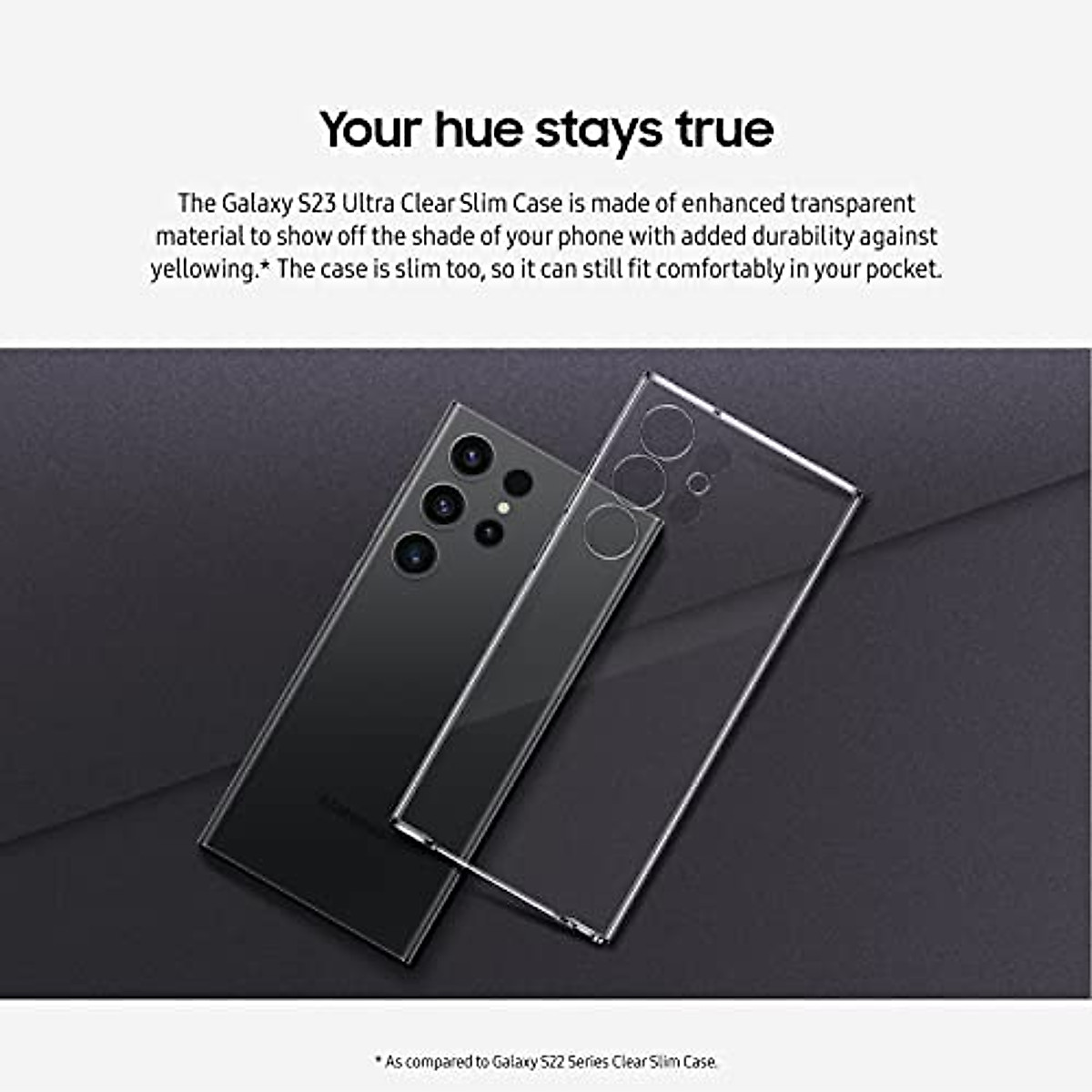 SAMSUNG Galaxy S23 Ultra Clear Slim Phone Case, Protective Cover w/Glossy, Thin Design, Protects from Drops and Scratches, Premium, Durable Material, US Version, EF-QS918CTEGUS, Transparent