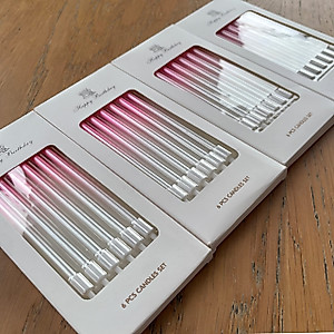 24-Count Gradient Pink Birthday Candles, Long Thin Cake Candles for Wedding, Celebration, Birthday Party Cake Cupcake Decorations