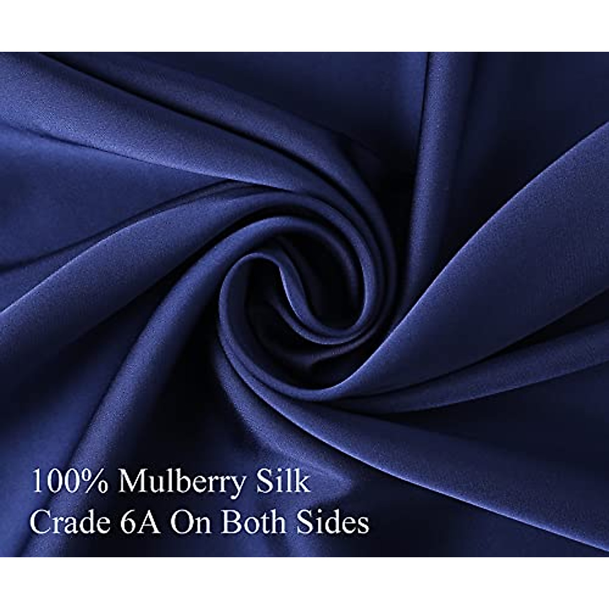 100% Mulberry Silk Pillowcase for Hair and Skin, Both Side 19 Momme Silk with Hidden Zipper,2 Pack (Navy Blue, Standard)