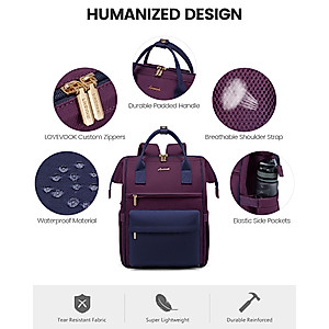 LOVEVOOK Laptop Backpack for Women, Teacher Nurse Work Bag Waterproof Fashion Travel Backpack Purse, 15.6 Inch Computer Backpack with USB Port