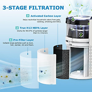 A2001 Replacement Filter, Compatible with A2001 Air Purifier, H13 True HEPA 3-in-1 High Efficiency Filtration, Compared Part #AF-2001, 2 Pack