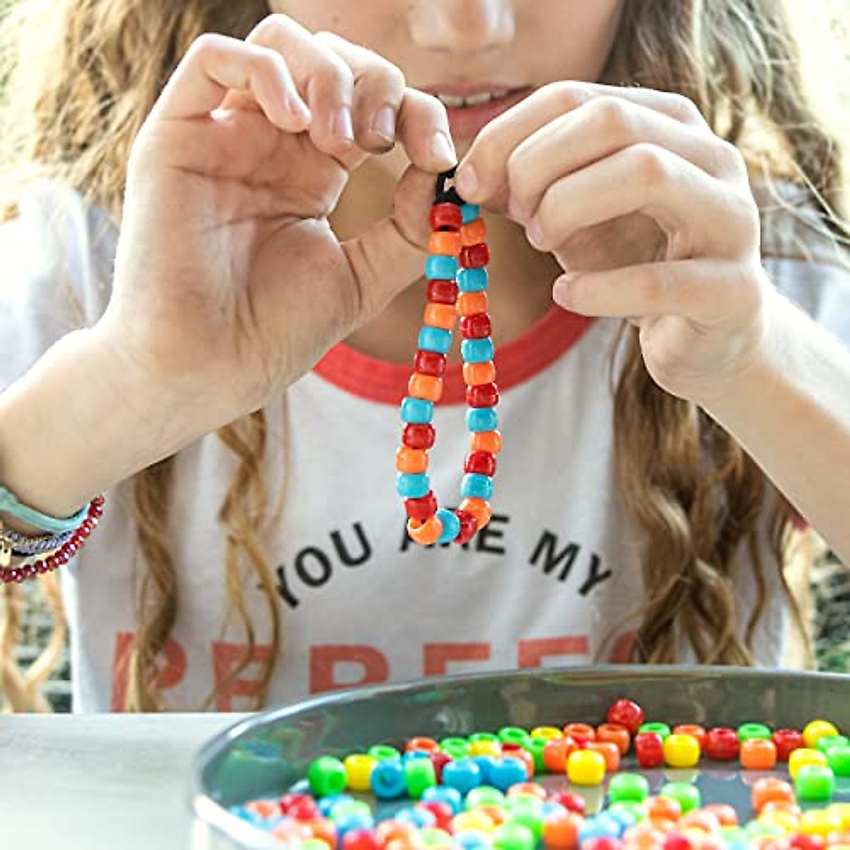 MAHITOI 1000-PC Opaque Blue Pony Beads Bag, Great Craft Projects for All Ages, Craft Projects of Bead Jewelry, Ornaments, Key Chains, Hair Beading, Round with Center Hole, 9mm Diameter, DIY Face Mask