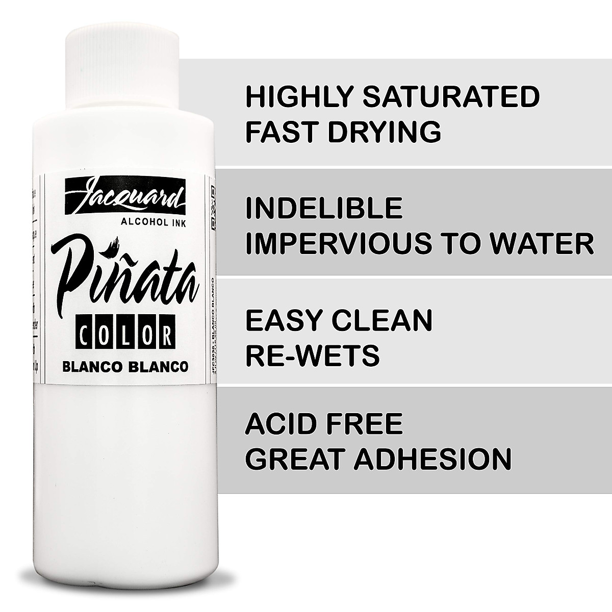 Jacquard Pinata White Alcohol Ink Made in USA - Blanco Blanco Color 4fl oz - Works Great with Resin and Yupo - Pinata Alcohol Inks - White Ink Bundled with Moshify 20 mL Applicator Bottle