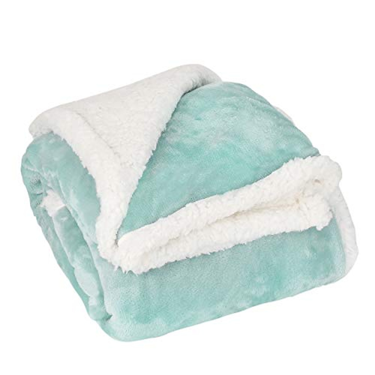Catalonia Teal Fluffy Sherpa Throw Blanket, Super Soft Mink Plush Couch Blanket, TV Bed Fuzzy Blanket, Comfy Warm Heavy Throws, Comfort Gift for Her, 50x60 inches
