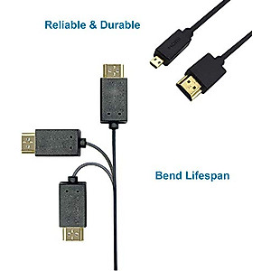 Duttek Micro HDMI to HDMI Cable, HDMI to Micro HDMI Cable, Extreme Slim Micro HDMI Male to HDMI Male Cable Support 1080P, 4K, 3D for GoPro Hero 8/7 Black,Sony A6500/A7,Canon Camera,etc(30cm/1feet)