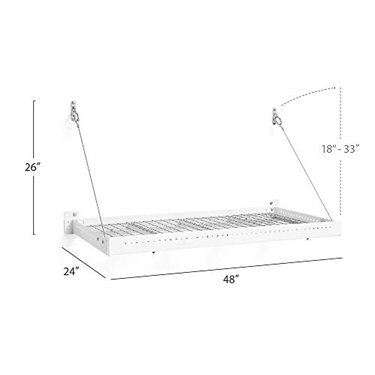 NewAge Products Pro Series White 2'. x 4'. Wall Mounted Steel Shelf, Garage Overheads, 40405