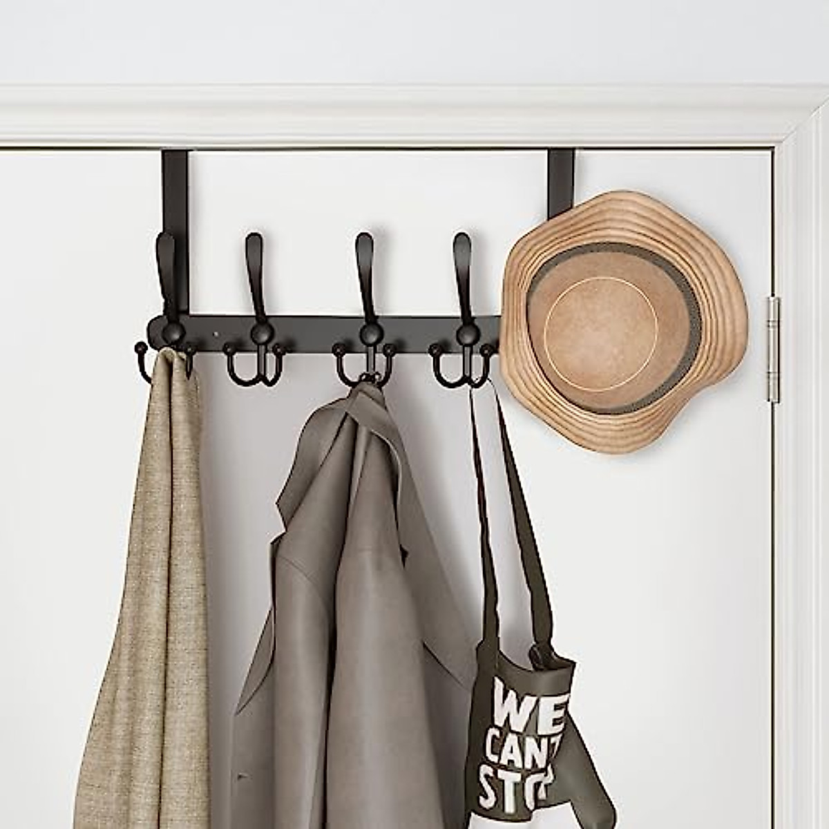 C&AHOME Over The Door Hooks - 10 Hooks Over Door Hanger Racks,Over Door Coat Rack for Hanging Clothes Hat Towel, Heavy Duty Black Over The Door（Stainless Steel）