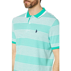 U.S. POLO ASSN. Yarn-Dye Stripe Pique Polo Pool Green XL