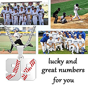 Personalized Baseball Necklaces Baseball Jersey Number 00-99 Necklace Stainless Steel Baseball Chain Pendant Necklace Baseball Team Jewelry Gift for Boys Girls Men Women (99)