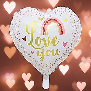 Creaides 20 Pcs Love Heart Balloons Aluminum Mylar Helium Foil 18 Inch I Love You Balloons for Romantic Wedding Mother's Day Engagement Anniversary Party Suppliers