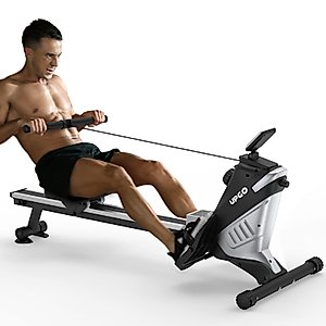 Upgo Rower Magnetic Rowing Machine Indoor Foldable Rower with 8 Level Adjustable Quiet Magnetic Resistance, Ergonomic Seat & LCD Monitor Cardio Exercise Training Max Weight 350 lbs