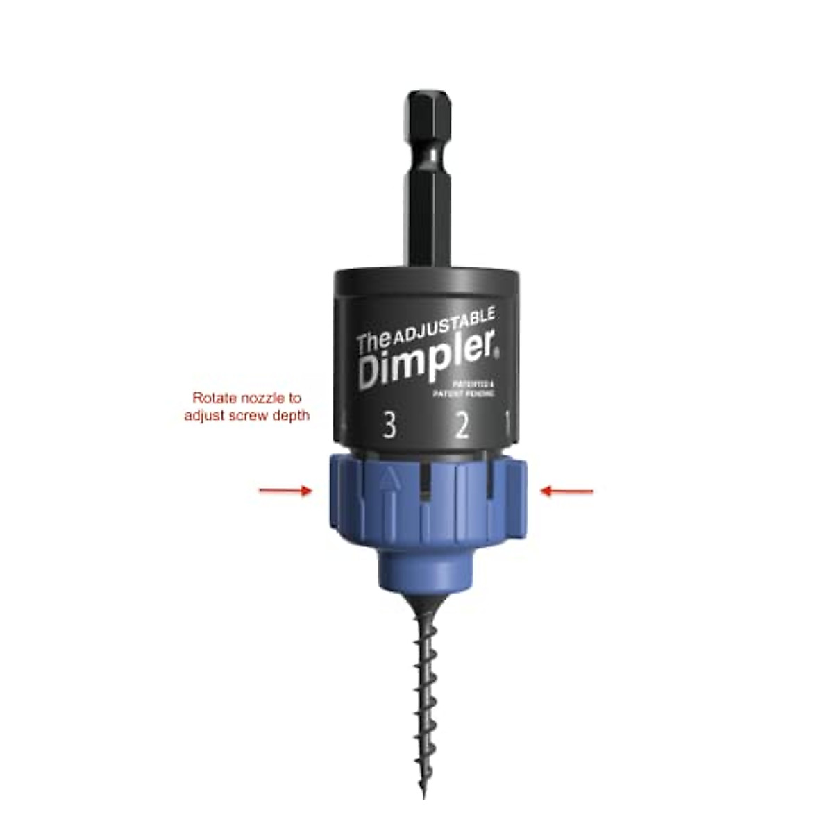 Adjustable DIMPLER ® Drywall Bit - Perfect for Converting Electric and Impact Drills into a Drywall and Deck Screw Gun holds the screw with a Powerful Magnet.