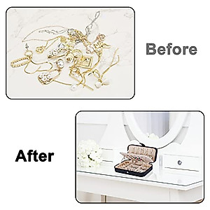 SLOZO Travel Jewelry Box,Upgraded Travel Jewelry Case,Portable Jewelry Boxes for Women,PU Leather Jewelry Box,Travel Jewelry Organizer for Necklaces,Rings,Earrings,Bracelets,Black