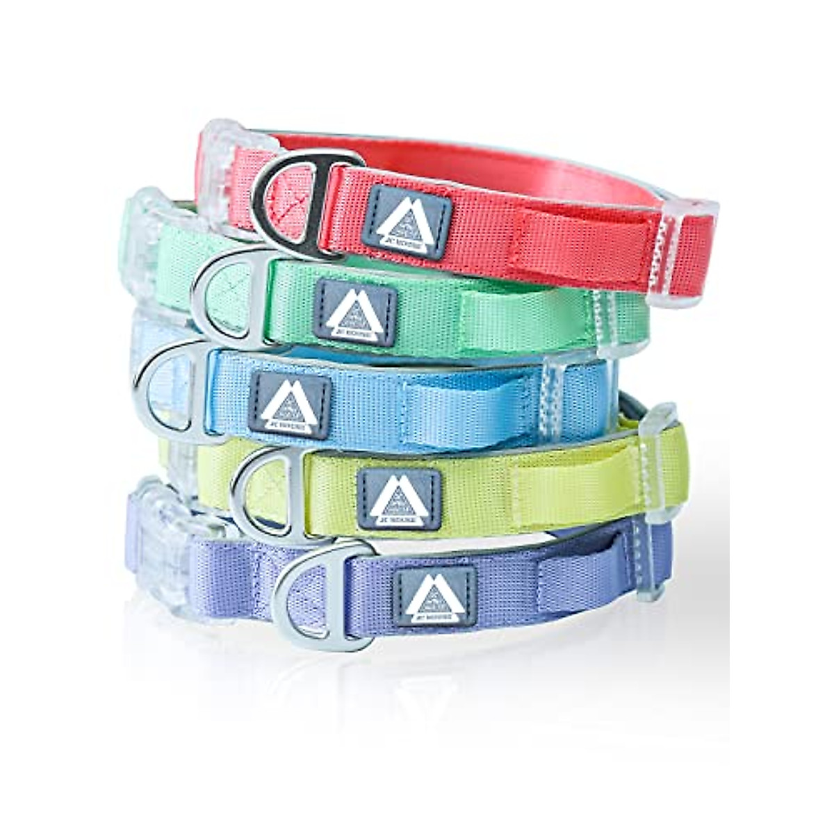 JC HOUSE Dog Collar, Lightweight Soft Padded Classic Pet Collar with Reflective Logo LED Holder & Quick Release Buckles, Small Medium Dog Collar for Daily Use, Blue, S (C-M5S)