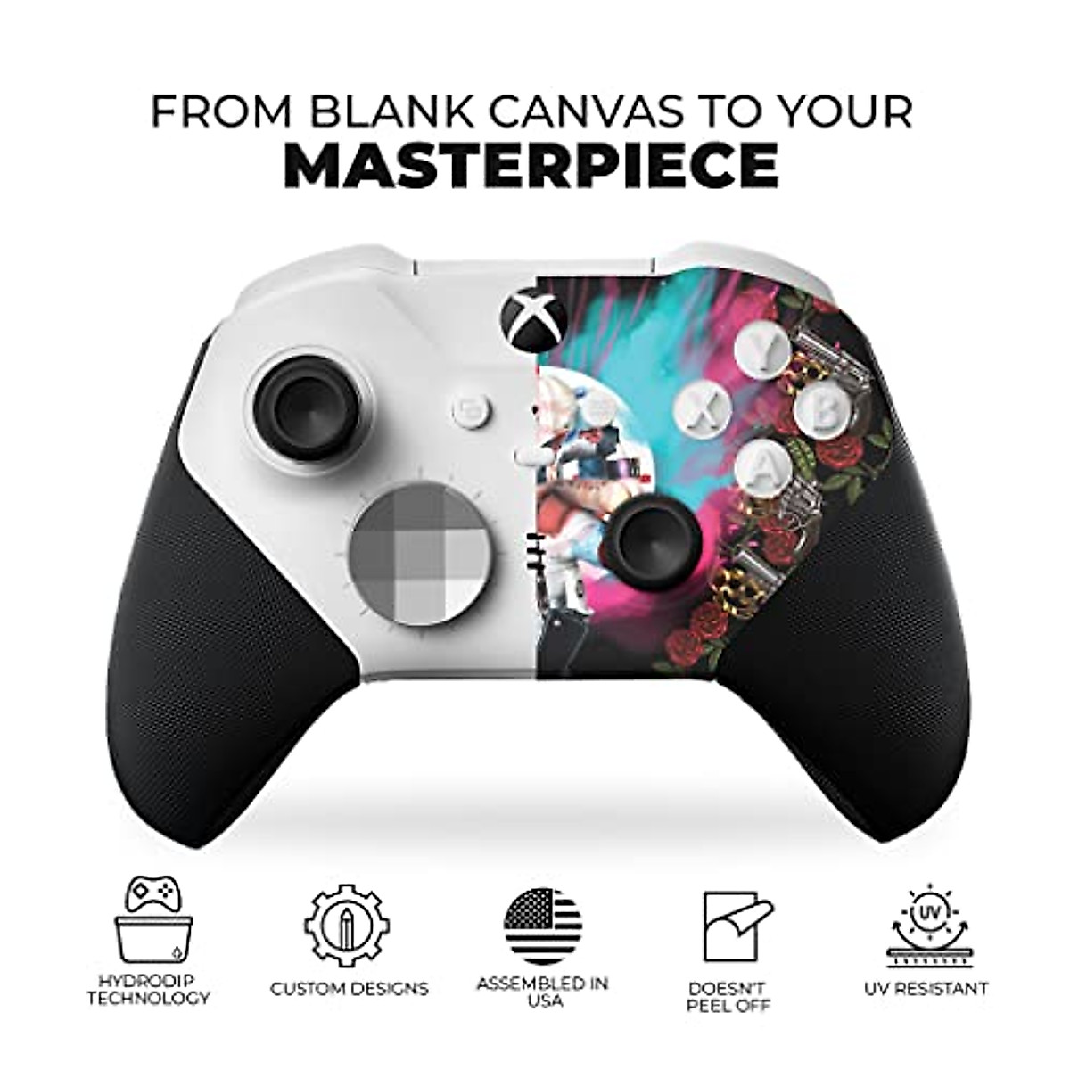 DreamController Harly Quinn X-box Elite Controller Series 2 Core Limited Edition Custom Elite Core Controller for X-box One/Series X/S Made with Advanced HydroDip Paint Technology (Not Just a Skin)