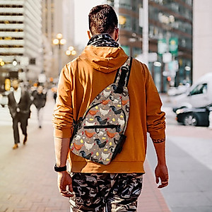 VSOFMY Sling Bag for Men Women Crossbody Sling Backpack Bag for Travel Hiking Daypack Chest Bag Chicken