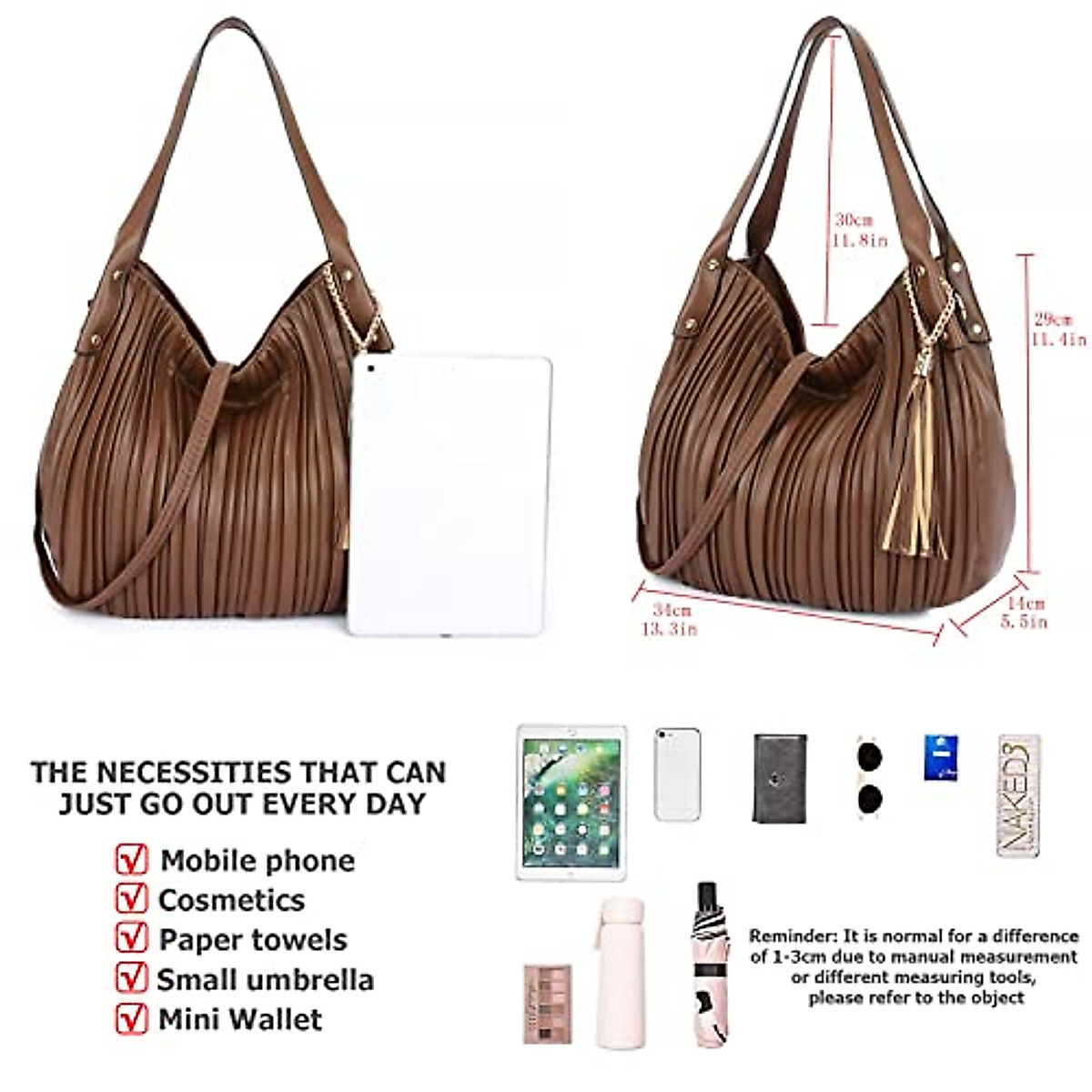 myfriday Vintage Shoulder Hobo Bags for Women Vegan Leather Lightweight Top-Handle Satchel Purse and Handbags with Tassel