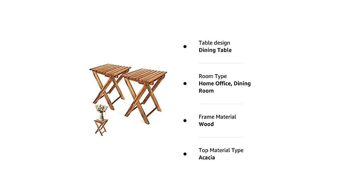 LITADA Acacia Small Patio Tables Set - Easy Assembly