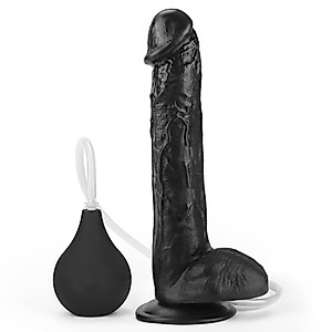 Squirting Dildo Black Dildo, lovetoy 11" Realistic Squirting Dildo Ejaculating Dildo with Enema Bulb Removable, Adult Sex Toy Big Anal Dildo Strap on Thick Huge Large Dildo Suction Cup Dildo Butt Plug