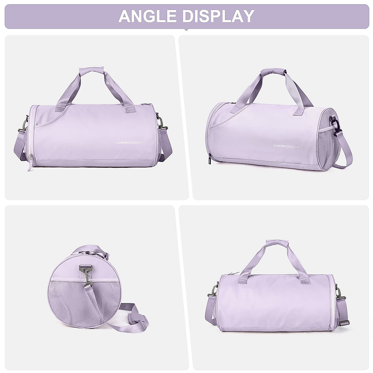 Gym Bag for Women Mens with Wet & Shoe Compartment,Small Duffle Bag for Travel Sport Gym Tote Bags Workout Bag Overnight Weekender Bag Carry on Travel Bag PURPLE