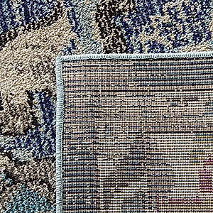 SAFAVIEH Monaco Collection Runner Rug - 2'2" x 12', Navy & Light Blue, Boho Chic Medallion Distressed Design, Non-Shedding & Easy Care, Ideal for High Traffic Areas in Living Room, Bedroom (MNC243N)