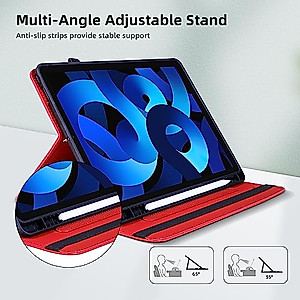 Varohix Case for iPad Air 5 2022/iPad Air 4 2020 10.9 inch Premium Leather Case Folio Magnetic Cover Card Holder with S Pen Holder and Auto Sleep/Wake for iPad Air 10.9, Red